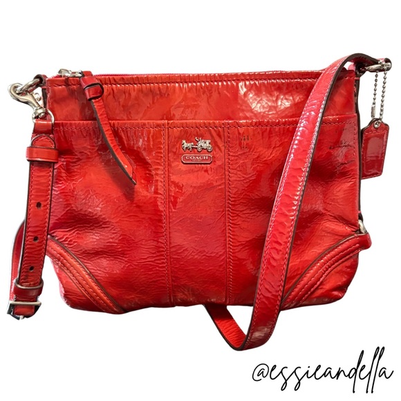 Coach | Bags | Coach Vibrant Red Patent Leather Crossbody Bag | Poshmark